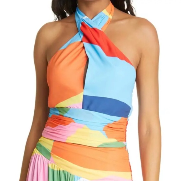 STAUD | Tops | Rare Staud Kai Halter Cropped Top Capri Coastal Marble Colorful Vacation | Poshmark